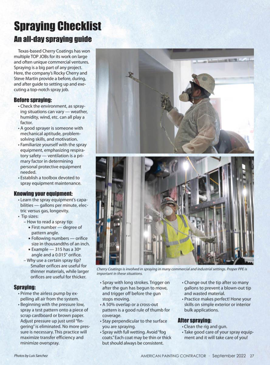 APC Magazine Features Cherry Coatings - Useful Tips for Paint Contractors